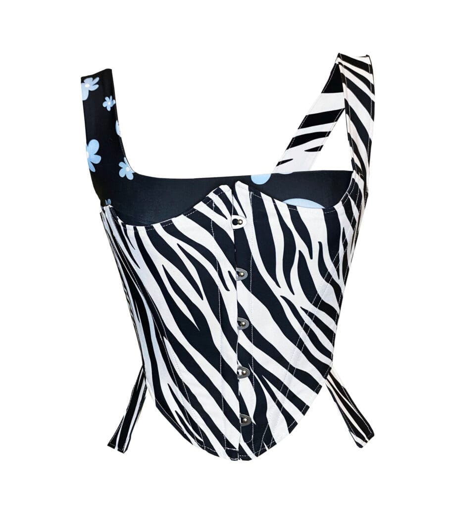Zebra/Floral Crepe Satin Corset + Crop top & Headband - SKETCH-Y
